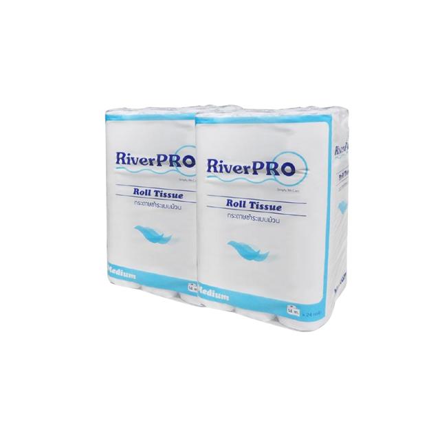 RiverPro กระดาษม้วนเล็ก กระดาษทิชชู่ม้วนเล็ก Medium 14m. (24ม้วนx2แพ็ค ...