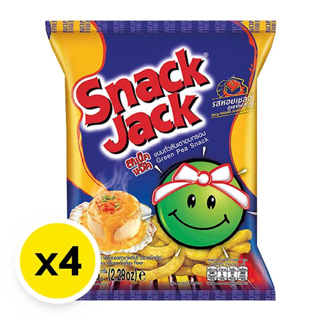 SNACK JACK Green Pea Snack Spicy Volcano Scallops Flavor 62 g x 4 ...