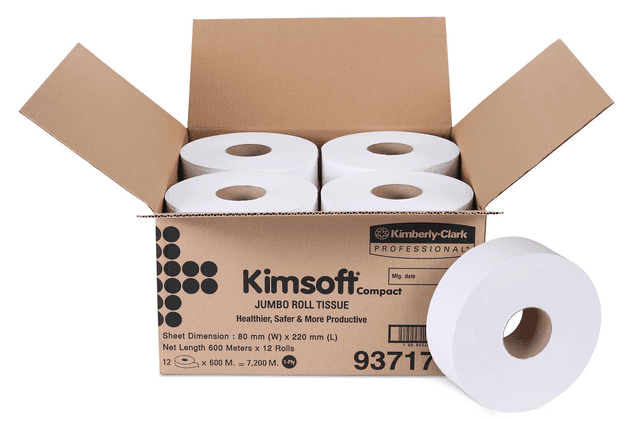 KIMSOFT Jumbo Roll Tissue 1 Ply Compact JRT (Roll Width 8cm Length 600m ...