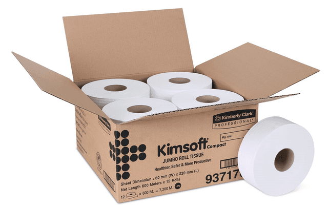 KIMSOFT Jumbo Roll Tissue 1 Ply Compact JRT (Roll Width 8cm Length 600m ...